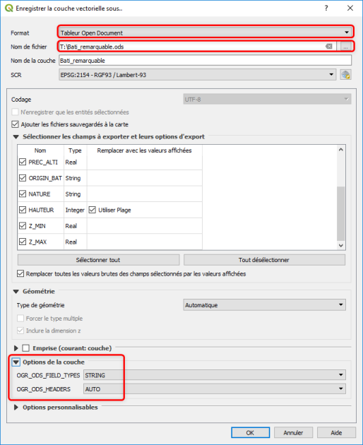 8- Import-Export de données - Export de données attributaires